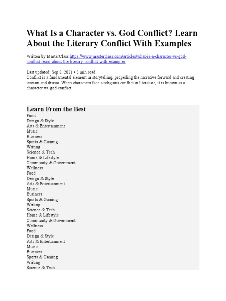 What Is A Character vs. God Conflict | PDF | Narration | God