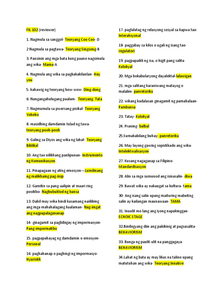 FIL 102 (Reviewer) | PDF