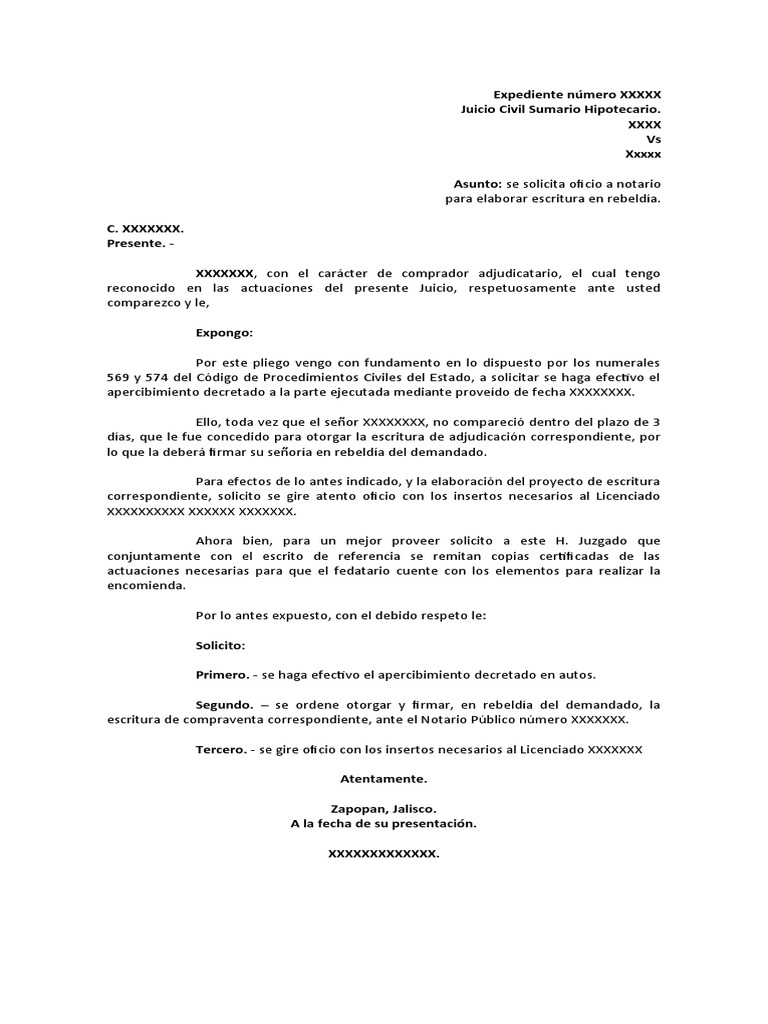 Se Solicita Escritura Rebeldia | PDF