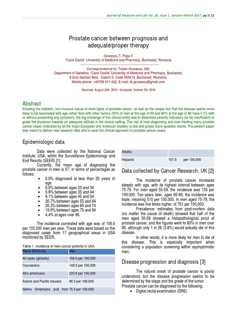 Prostate Cancer Between Prognosis and Adequate/proper Therapy | PDF ... Prostate Cancer Between Prognosis and Adequate/proper Therapy | PDF ...
