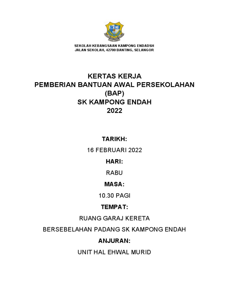 Kertas Kerja Bap 2021 | PDF