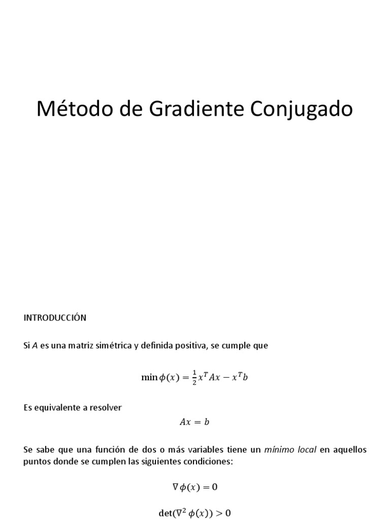 Método de Gradiente Conjugado en Optimización | PDF | Espacio vectorial | Degradado