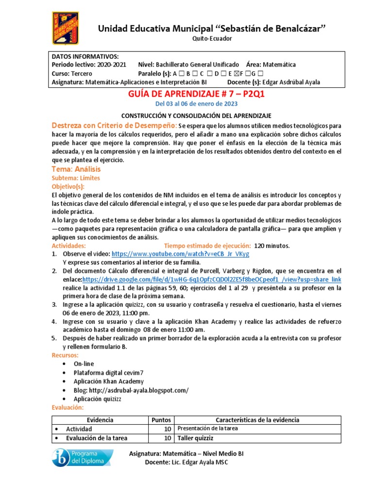 Guía de Aprendizaje 7-Matemática-Aplicaciones e Interpretación-2bi-b ...