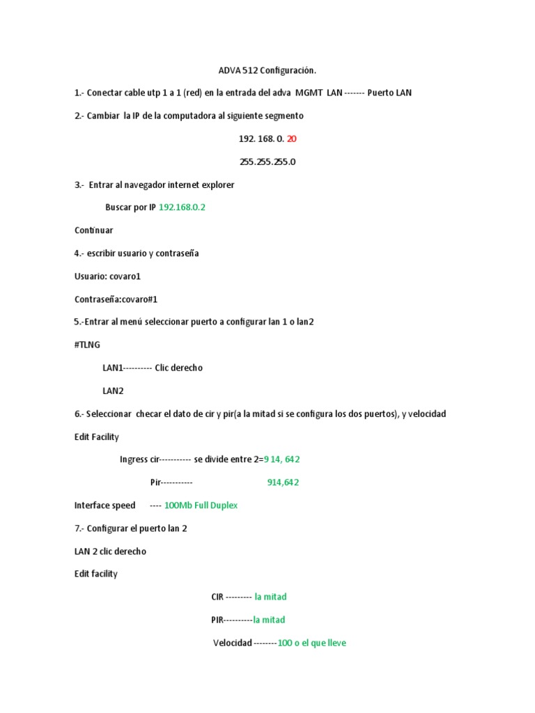 ADVA Configuración | PDF
