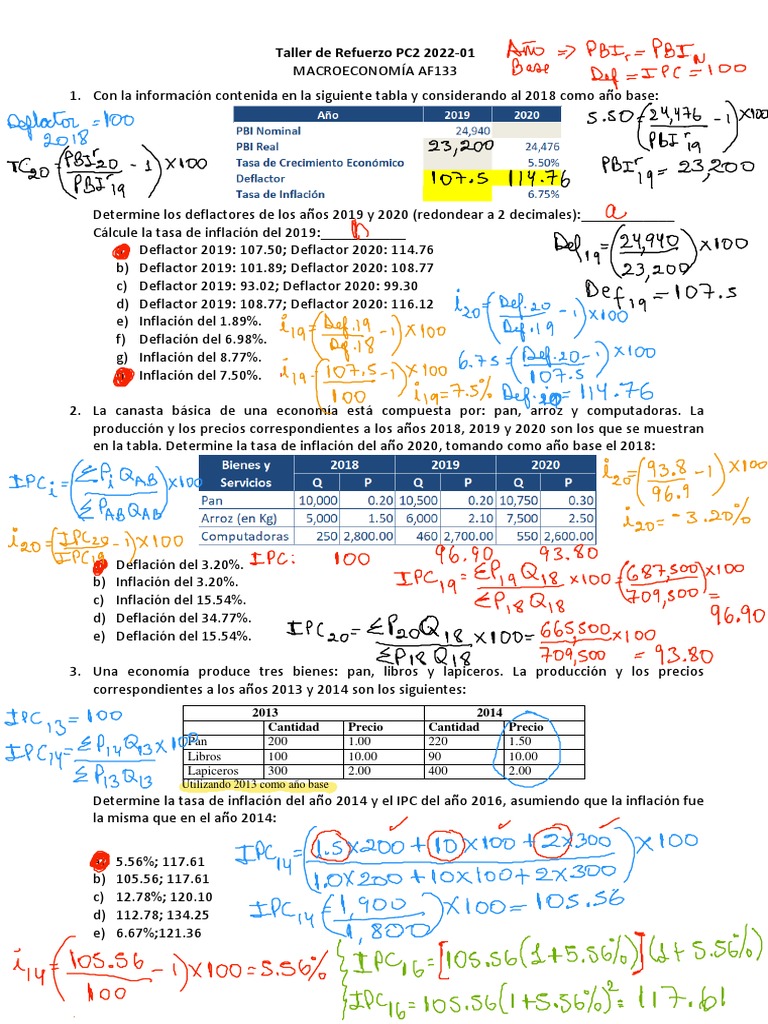 Taller Preguntas - Macroeconomía - PC2 - 202201 - Refuerzo - Presentación PDF | PDF | La ...