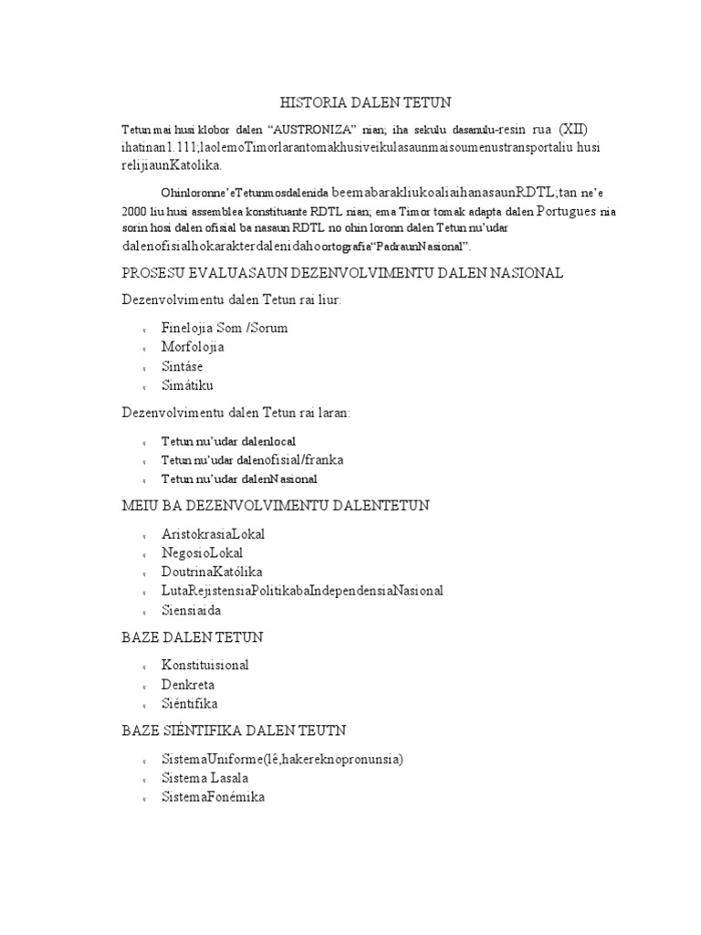 Historia Dalen Tetun | PDF