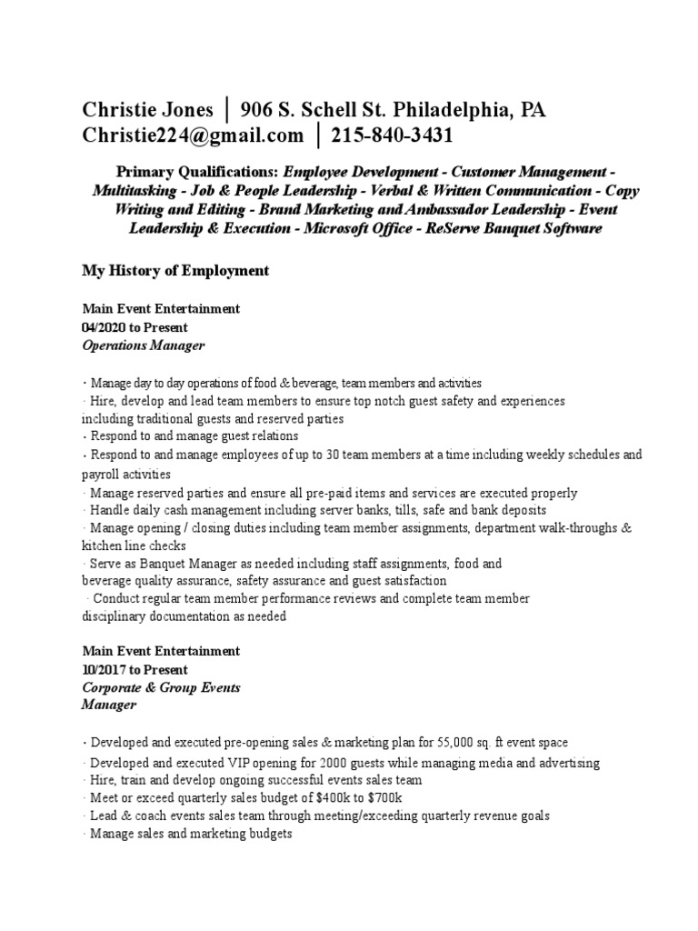 Resume Christie Jones | PDF | Sales | Copywriting