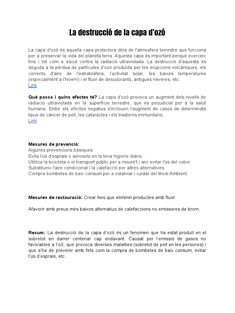 La Destrucció de La Capa D'ozó | PDF