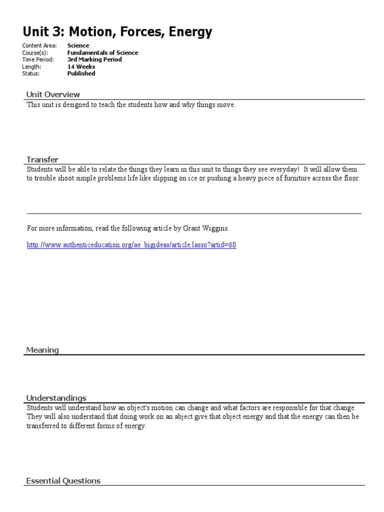 Unit - Unit 3 - Motion, Forces, Energy - 20230202063147 | PDF | Force ...
