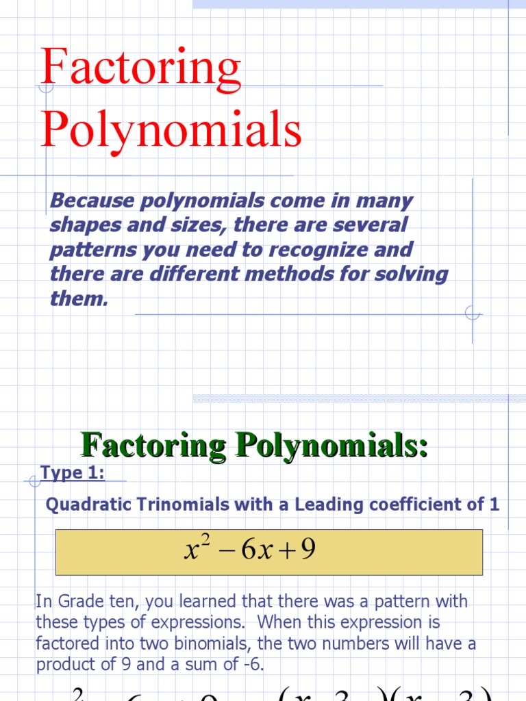 Factoring Different Polynomials | PDF | Factorization | Polynomial