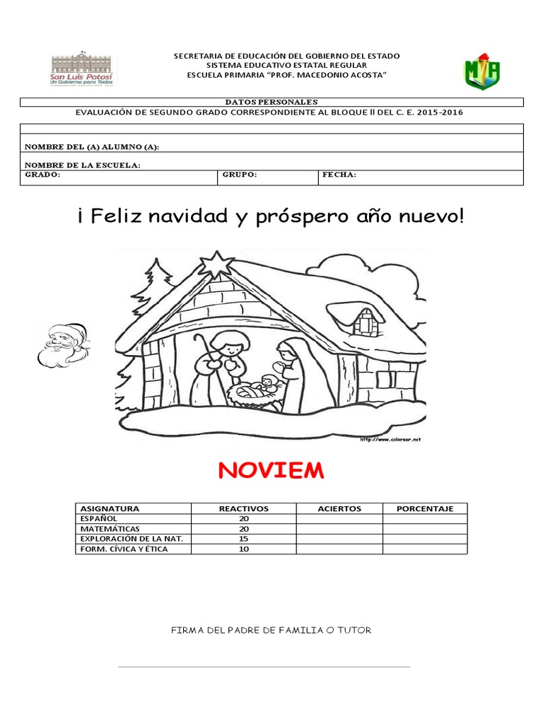 Examen Bloque 2 Segundo Grado | PDF