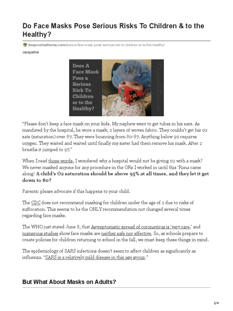 Do Face Masks Pose Serious Risks To Children To The Healthy | PDF ...