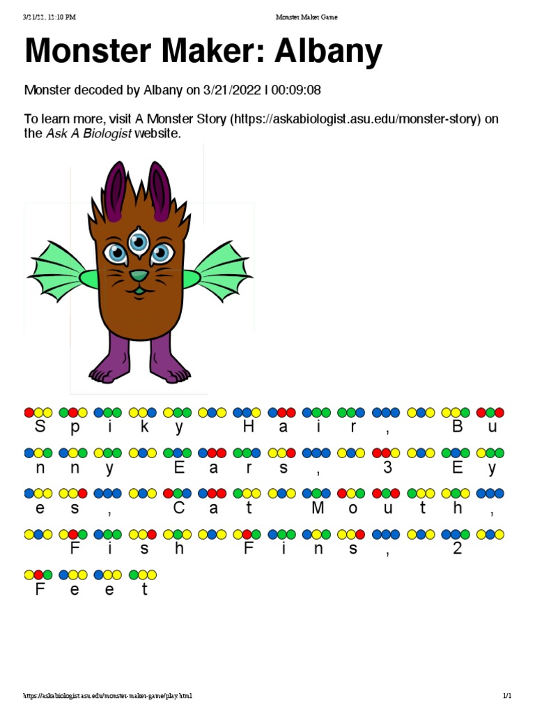 Monster Maker for Young Biologists | PDF