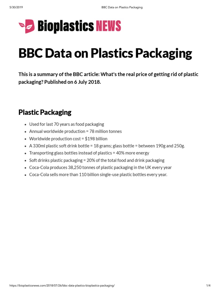 BBC Data On Plastics Packaging | PDF | Plastic | Recycling