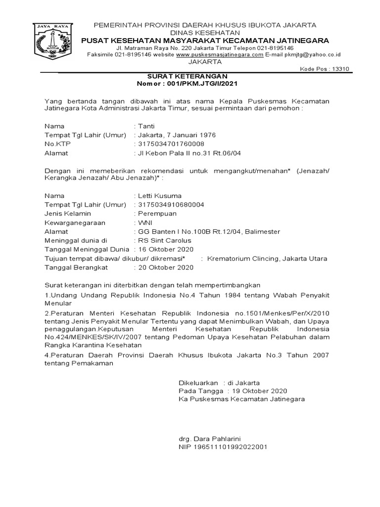 Surat Angkut Jenazah Bc1 | PDF
