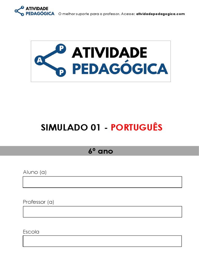 Simulado 01 - Português - 6º Ano | PDF | Camelo | Resistência ...