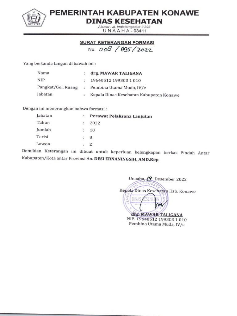 Surat Keterangan Formasi | PDF