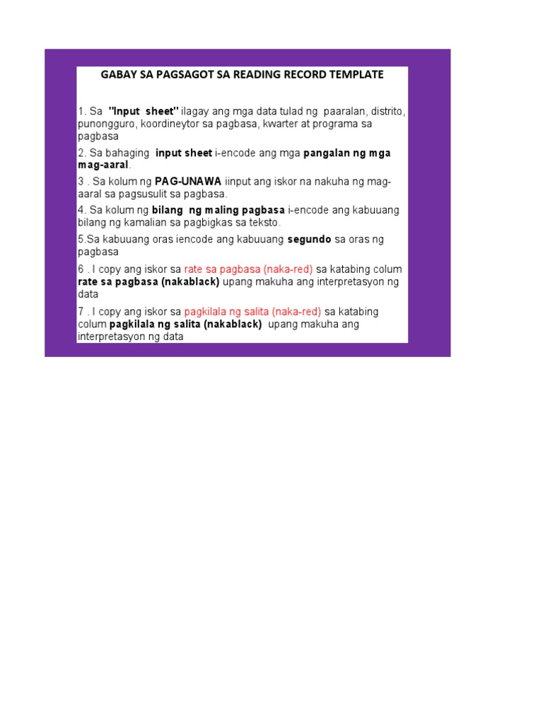g4 Reading Template | PDF