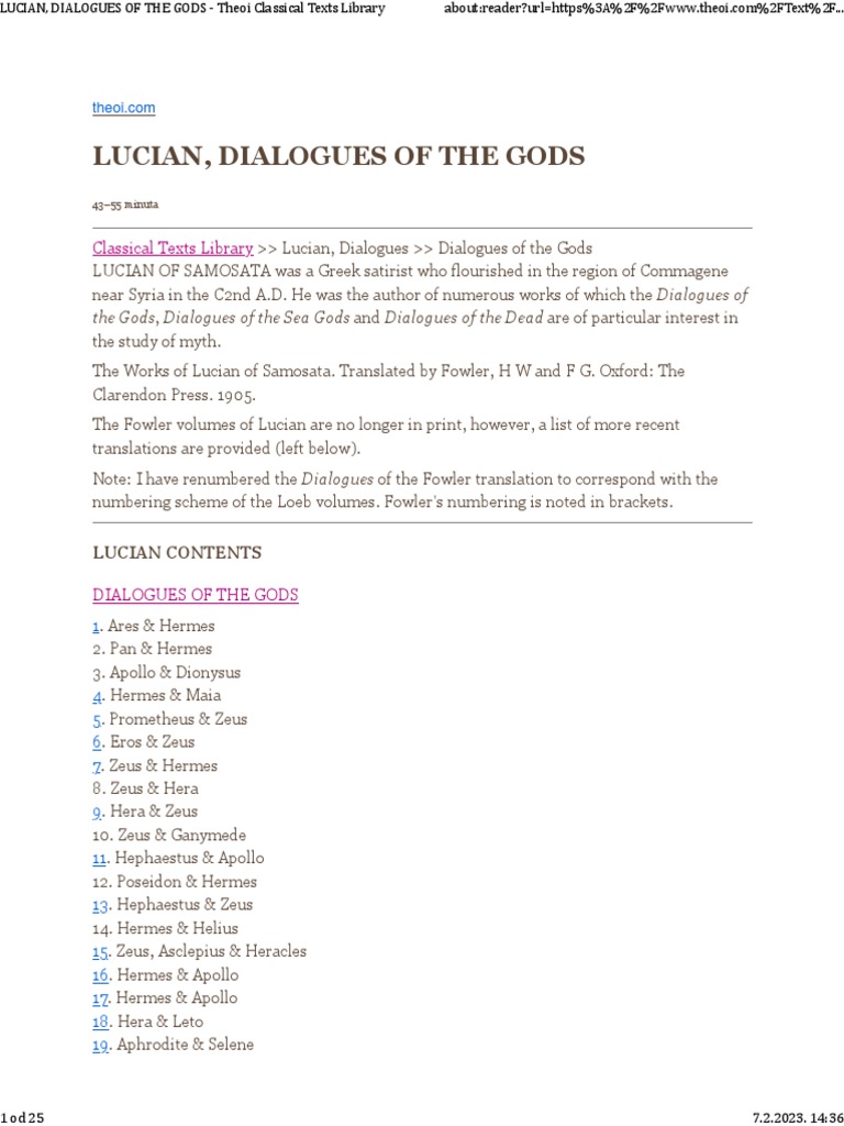 LUCIAN, DIALOGUES OF THE GODS - Theoi Classical Texts Library | PDF ...