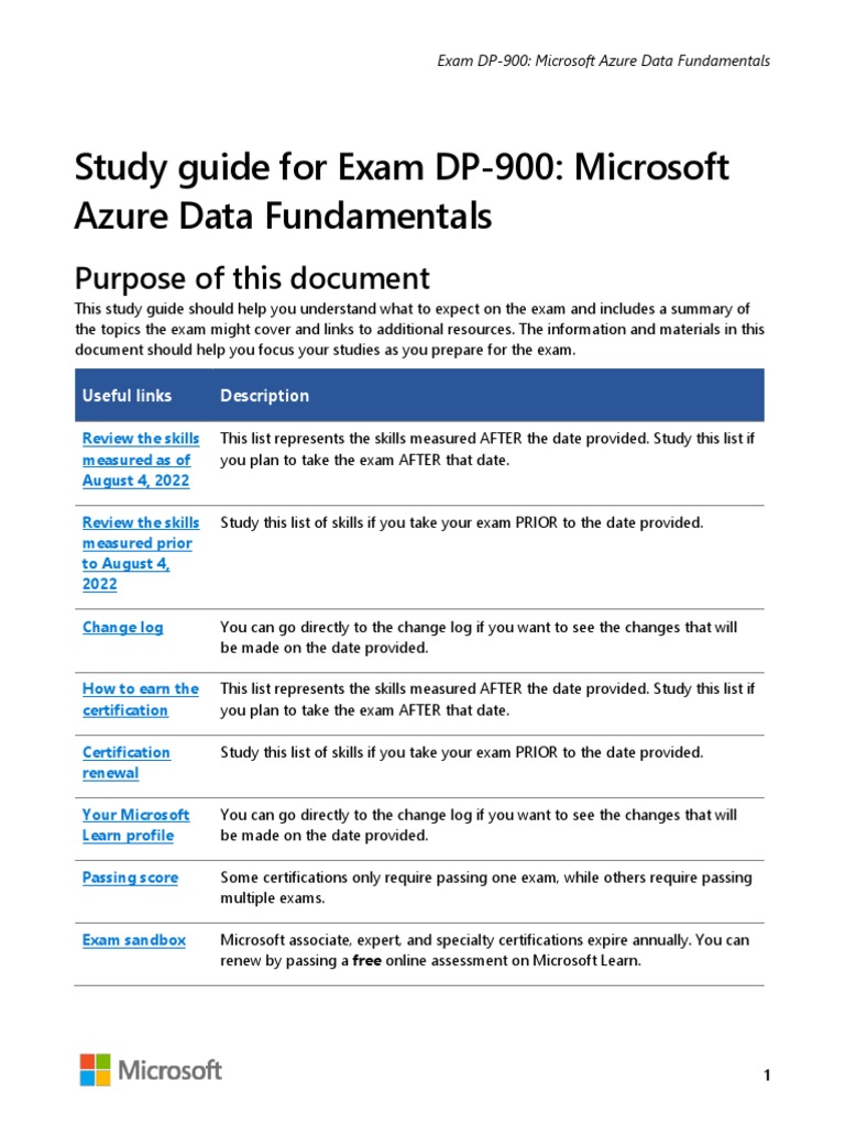 DP-900 StudyGuide ENU FY22Q4 vnext-PA1 | PDF | Databases | Microsoft Azure DP-900 StudyGuide ENU FY22Q4 vnext-PA1 | PDF | Databases | Microsoft Azure