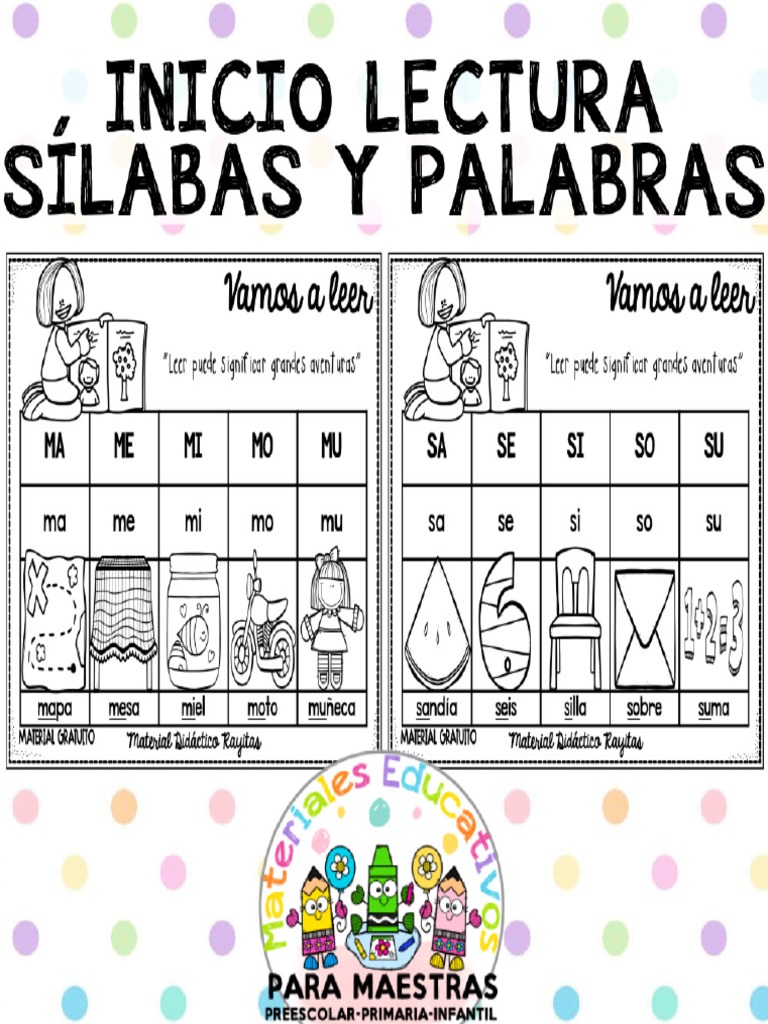 Cuaderno Inicio Lectura de Sílabas y Palabras Por Materiales Educativos ...