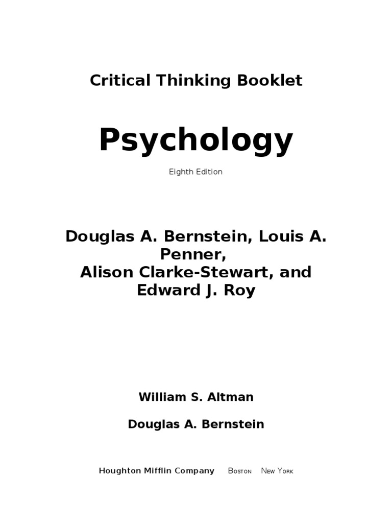 Psychology Critical Thinking Booklet | Download Free PDF | No Child ...