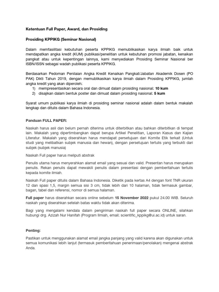 Ketentuan Full Paper, Award, Dan Prosiding | PDF | Pengelolaan Keuangan & Uang | Komputer