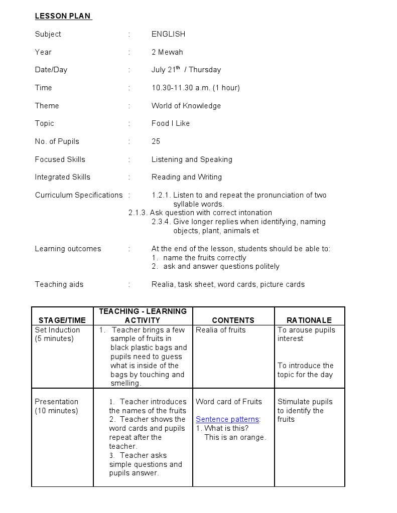 Lesson Plan - Speaking | PDF