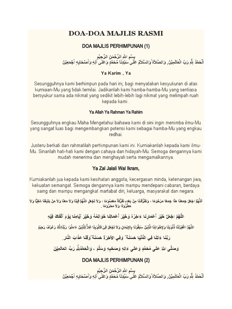 Doa Majlis Rasmi dan Perhimpunan | PDF