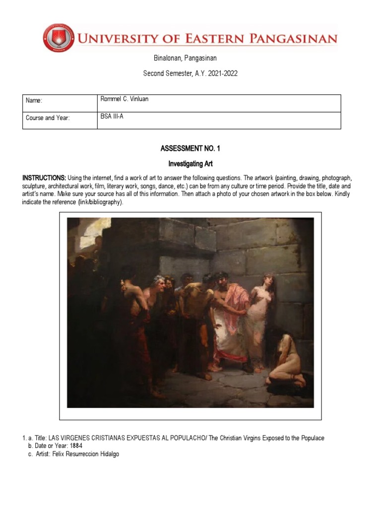 VINLUAN, Rommel C. - GE ELEC 2 - ASSESSMENT NO 1. | PDF | Paintings | Aesthetics