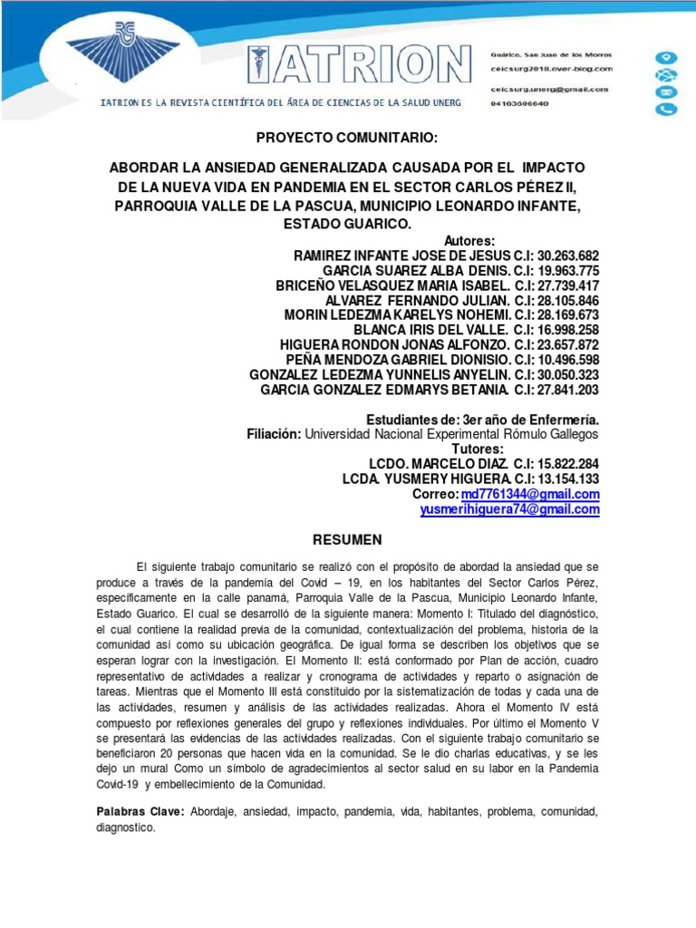 Resumen de Servicio Comunitario UNERG | PDF