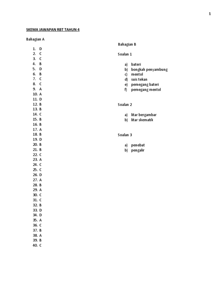 Skema Jawapan RBT Tahun 4 | PDF | Metode & Bahan Ajar