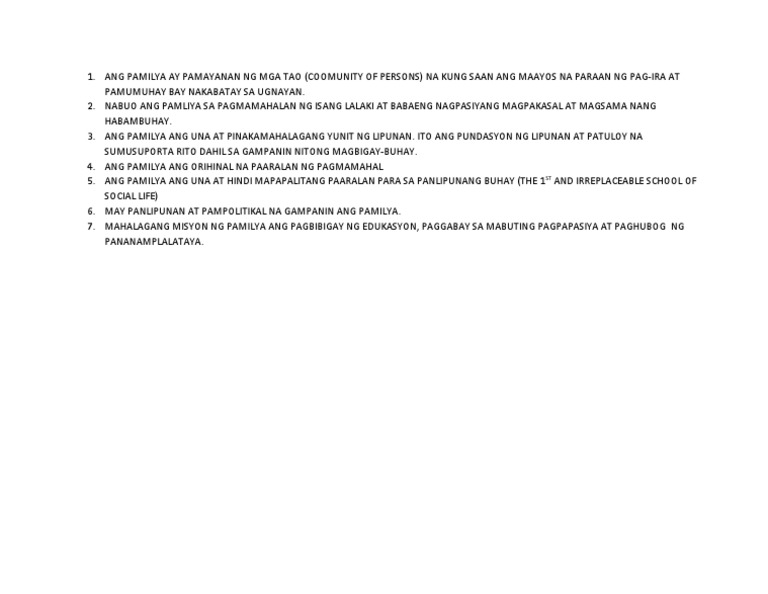 Ang Pamilya Ay Pamayanan NG Mga Tao | PDF