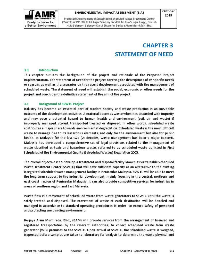 16 Chapter 3 Statement of Need Bam Xka Comment 040919 | PDF | Waste ...