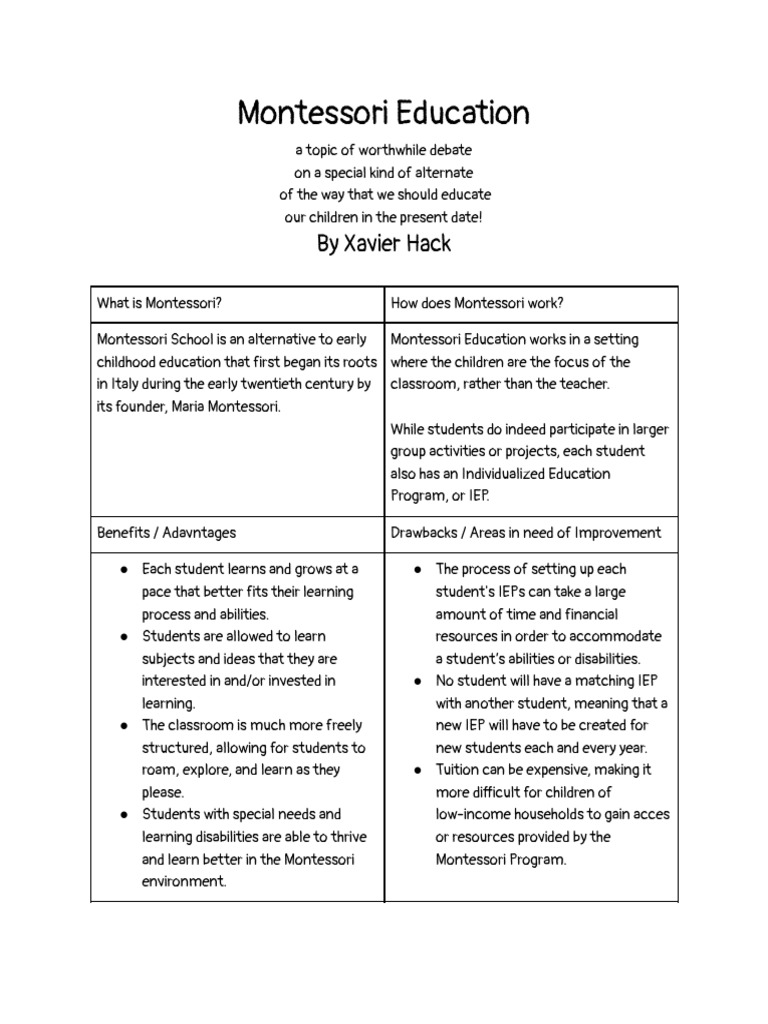 Montessori Flyer | PDF | Montessori Education | Individualized ...