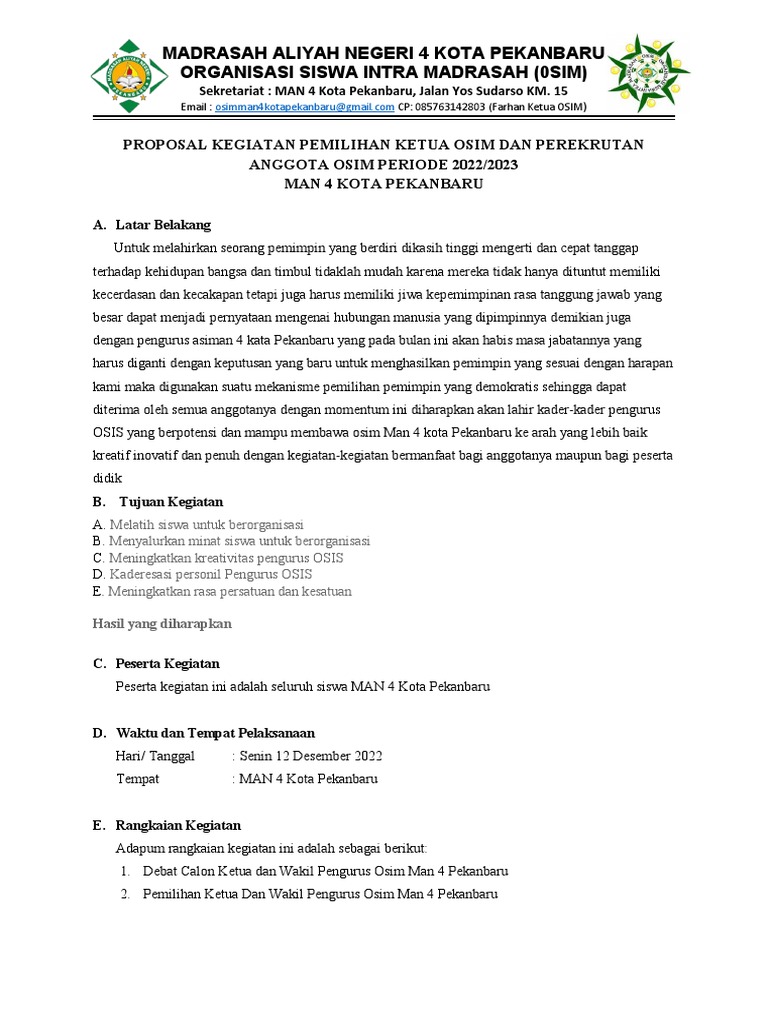 Proposal Pemilihan Osim New | PDF