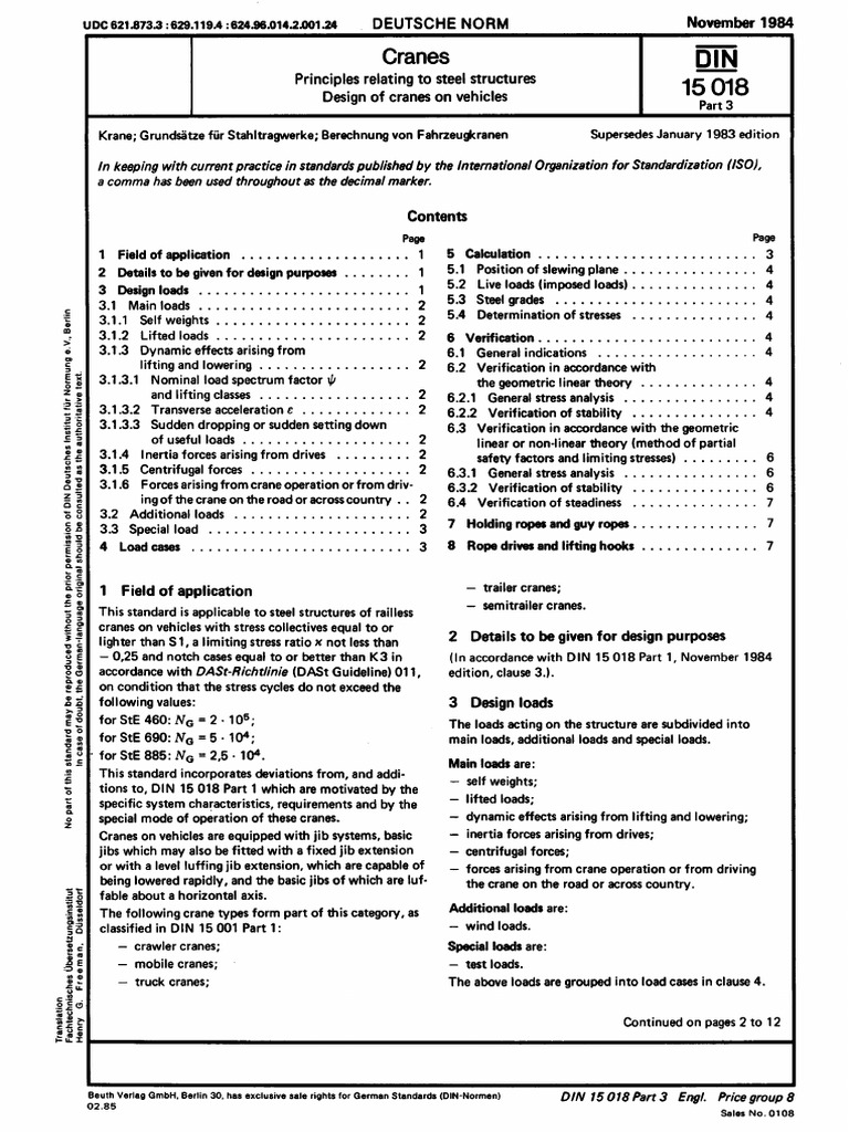 DIN 15018-3-1984 English | PDF