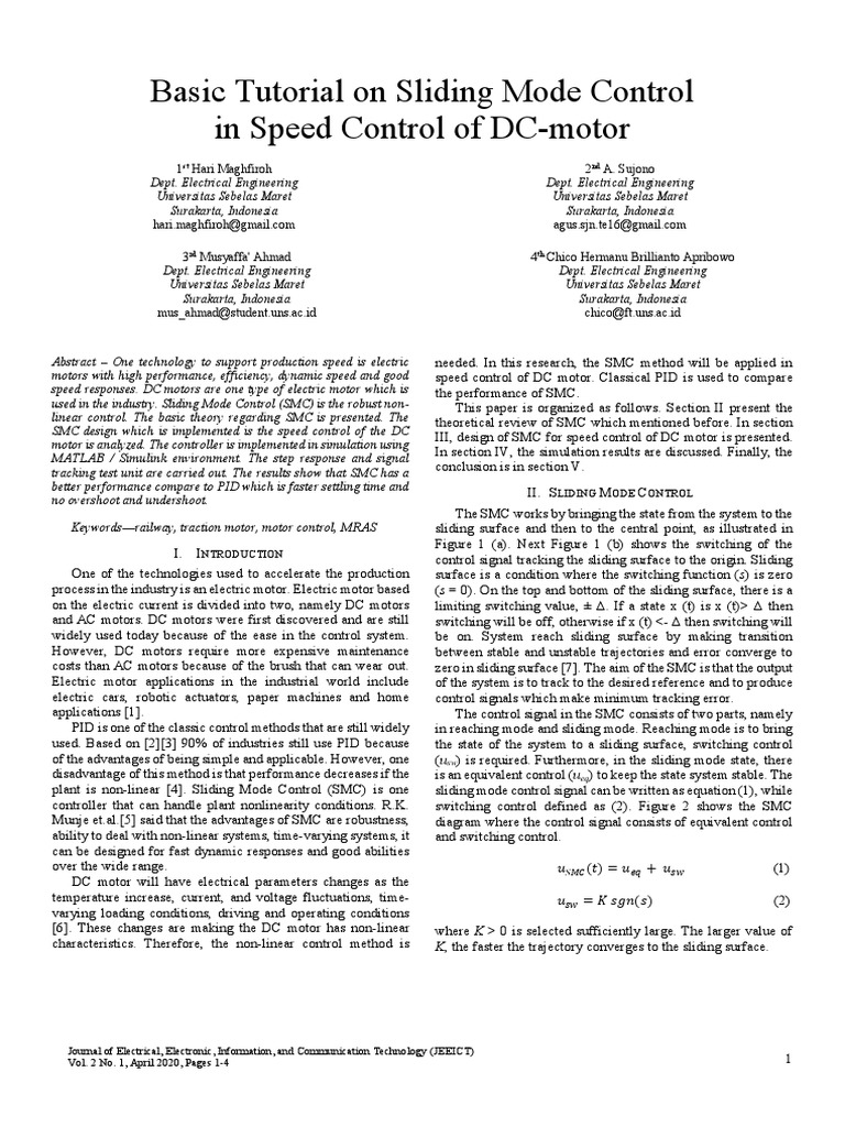 Basic Tutorial On Sliding Mode Control I | PDF | Control Theory ...