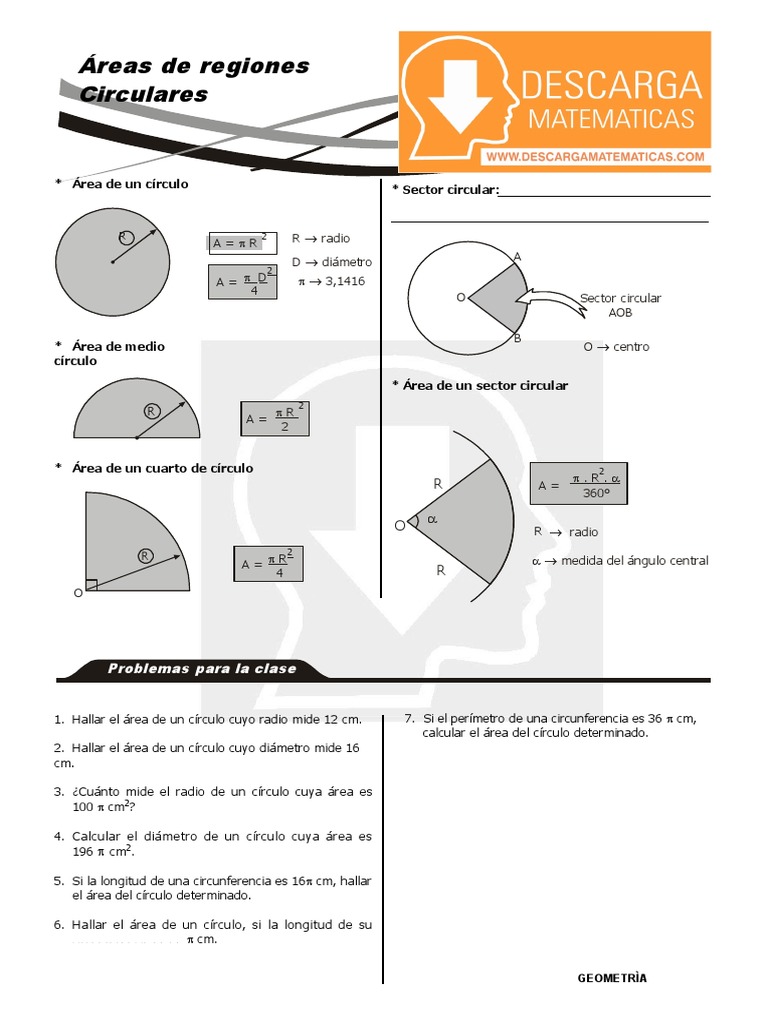 12-Áreas-de-regiones-circulares-Geometria-Segundo-de-Secundaria | PDF | Circulo | Formas geométricas
