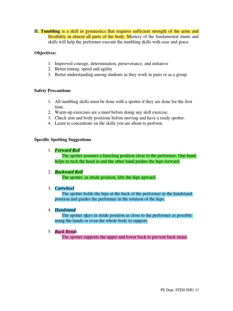Module in Tumbling Gymnastics | PDF | Gymnastics | Athletic Sports
