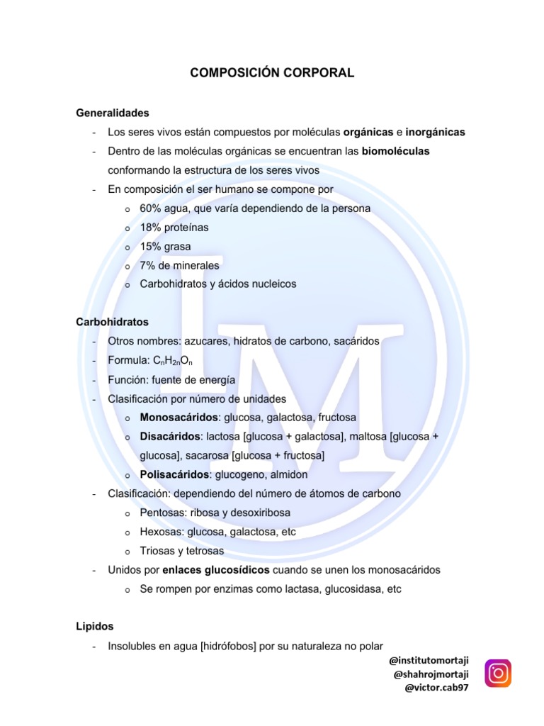 Composición Corporal | PDF | Carbohidratos | Lípido