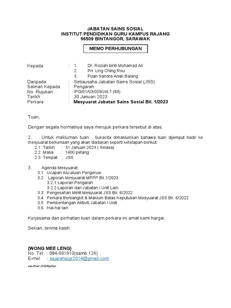 Memo Bil.1 2023 | PDF