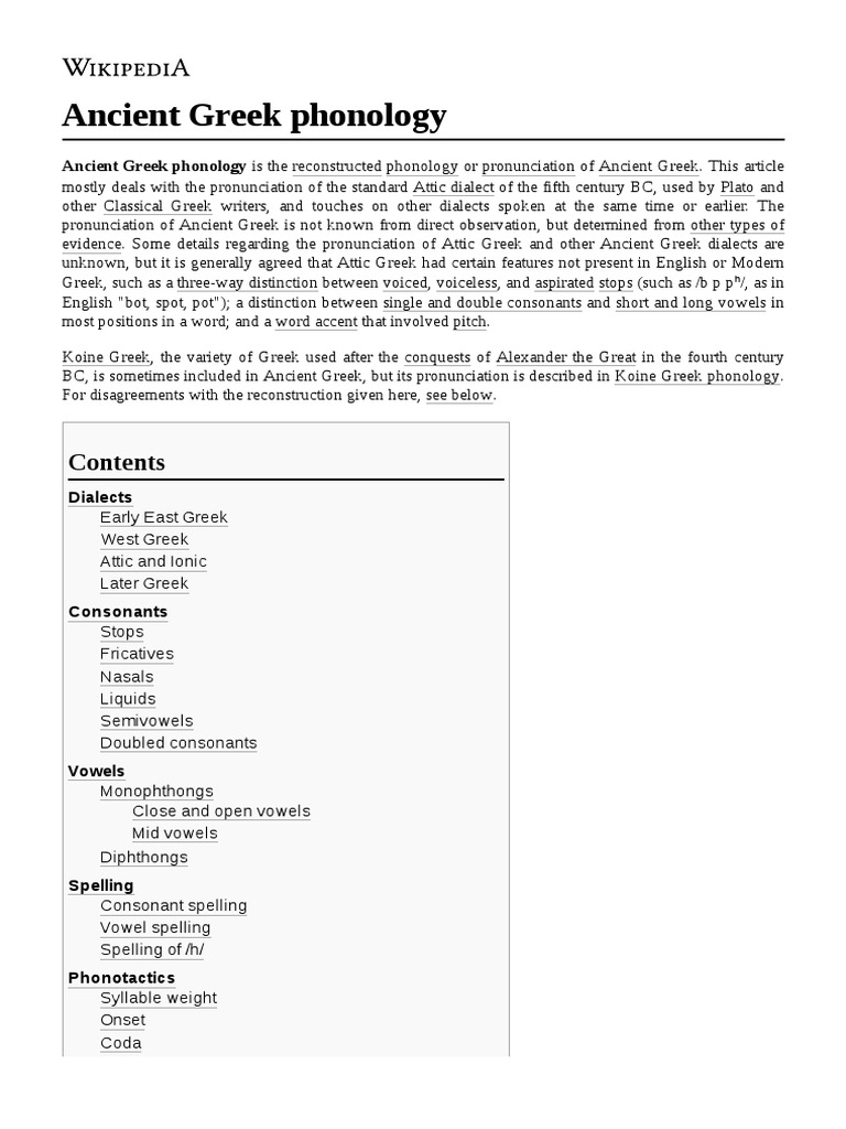 Ancient Greek Phonology | PDF | Greek Alphabet | Syllable