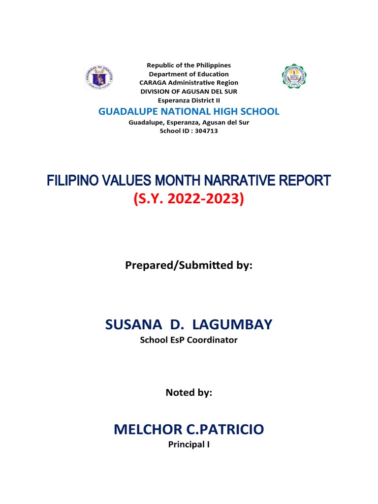 Gnhs Filipino Values Month Narrative Report | PDF | Educational ...