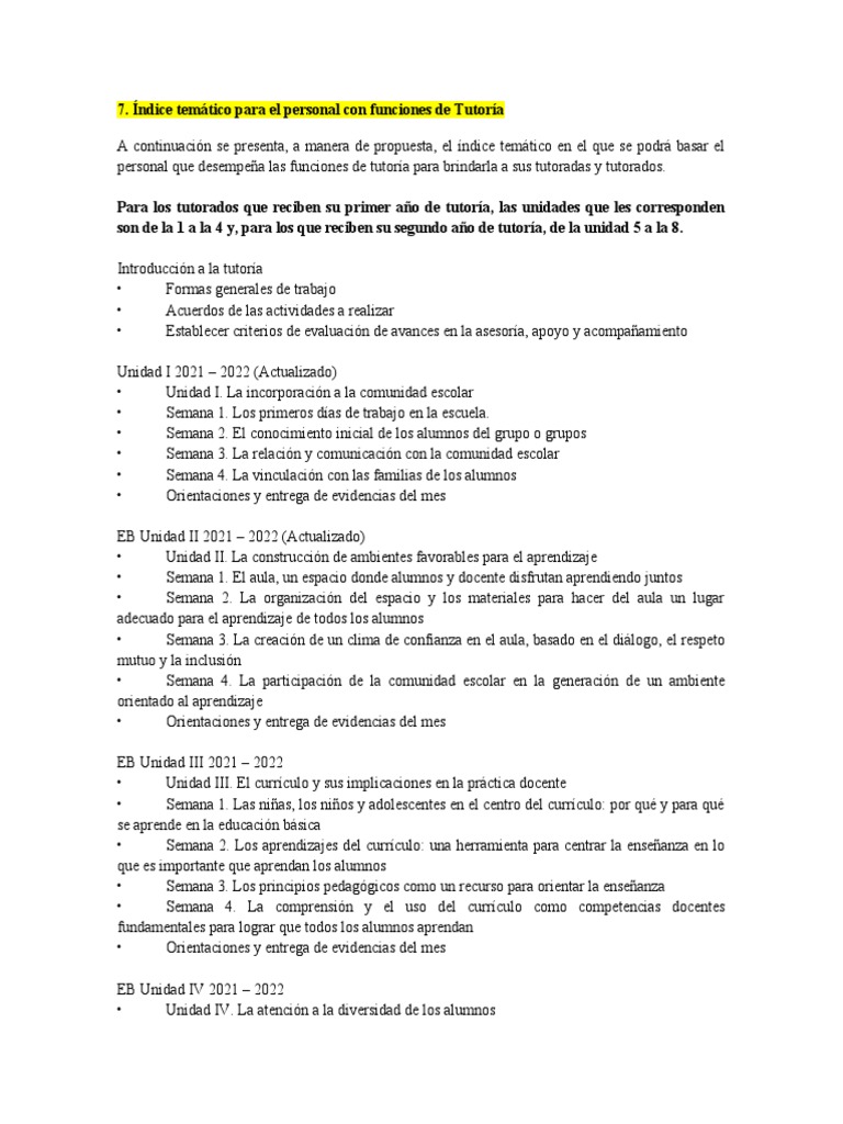 Indice Temático | Descargar gratis PDF | Enseñando | Plan de estudios