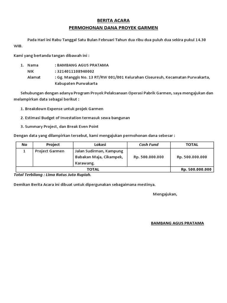 Ba-Pdp Project Garmen Pt. PKP-1 | PDF