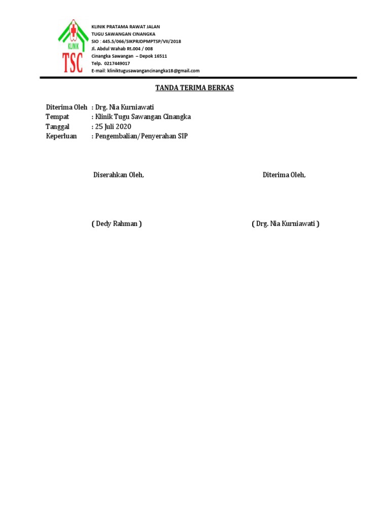 Tanda Terima Berkas | PDF