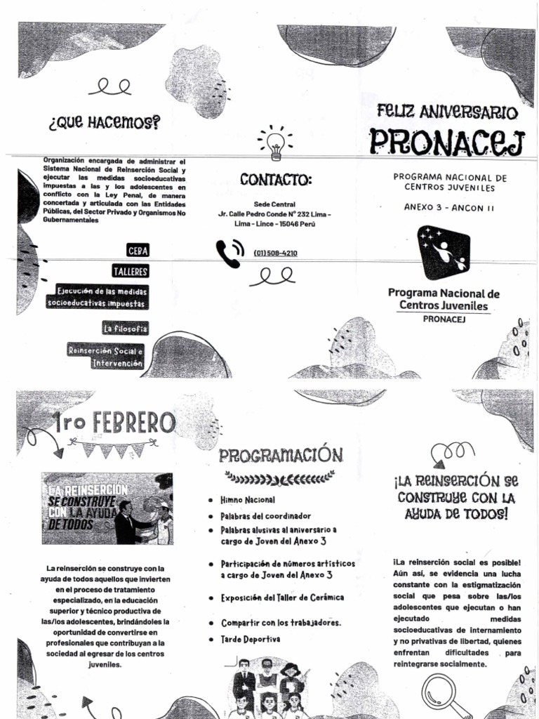 Tríptico Aniversario Pronacej | PDF