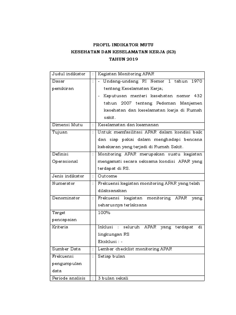 Profil-Indikator-K3 Kebakaran | PDF