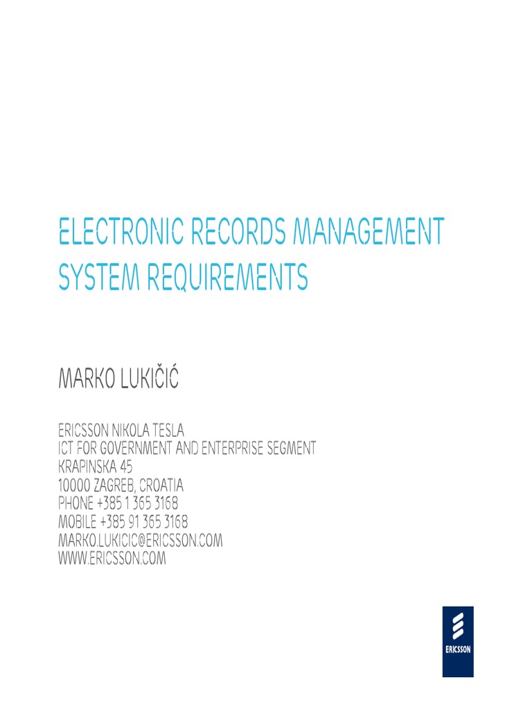 Moreq2 Electronic Records Management System Requirements | PDF ...
